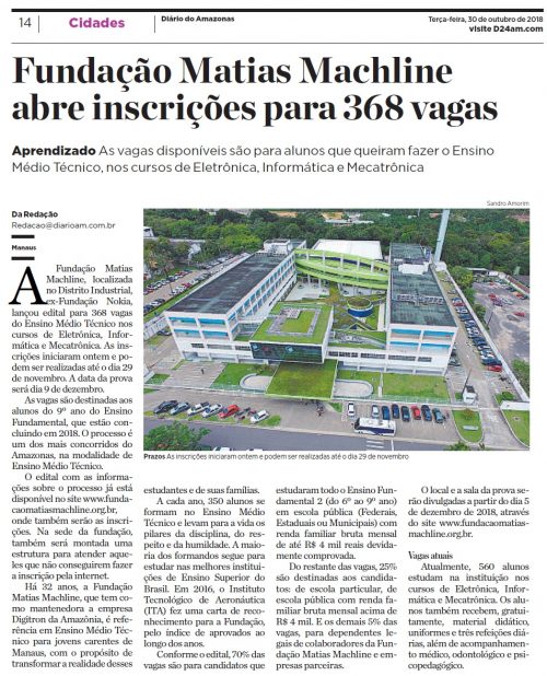 Diário do Amazonas CIDADES/REDAÇÃO/14 - Fundação Matias Machline abre ...
